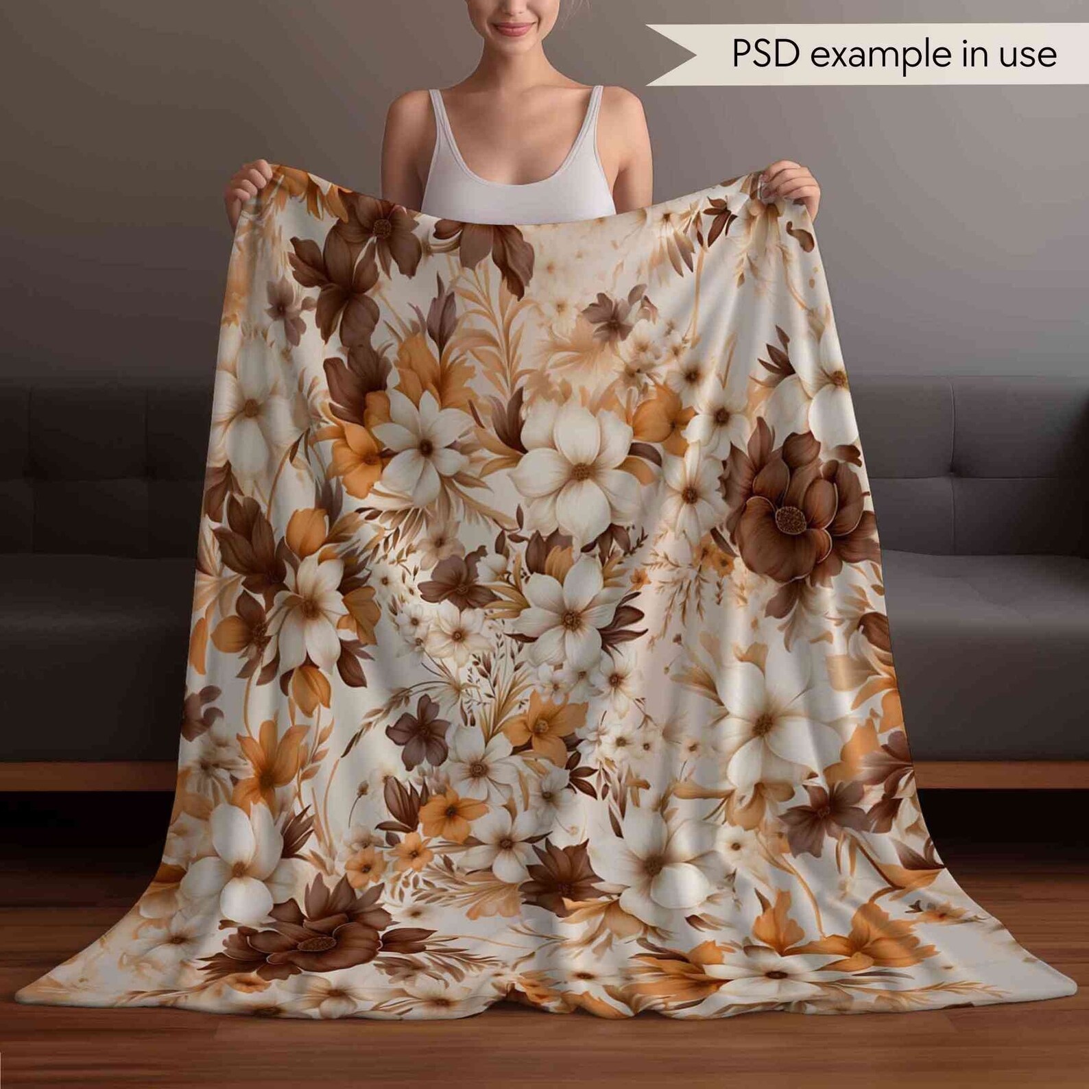 Blanket Mockup, Canva Drag and Drop PNG, PSD Smart Object, Velveteen ...
