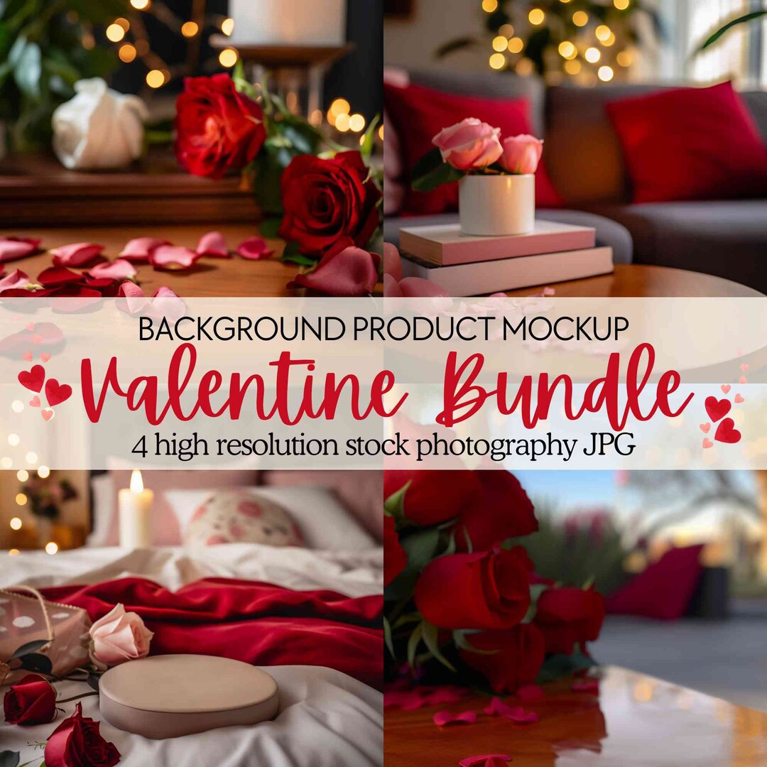 Valentines Background Product Mockup Bundle, Valentine Day Digital ...