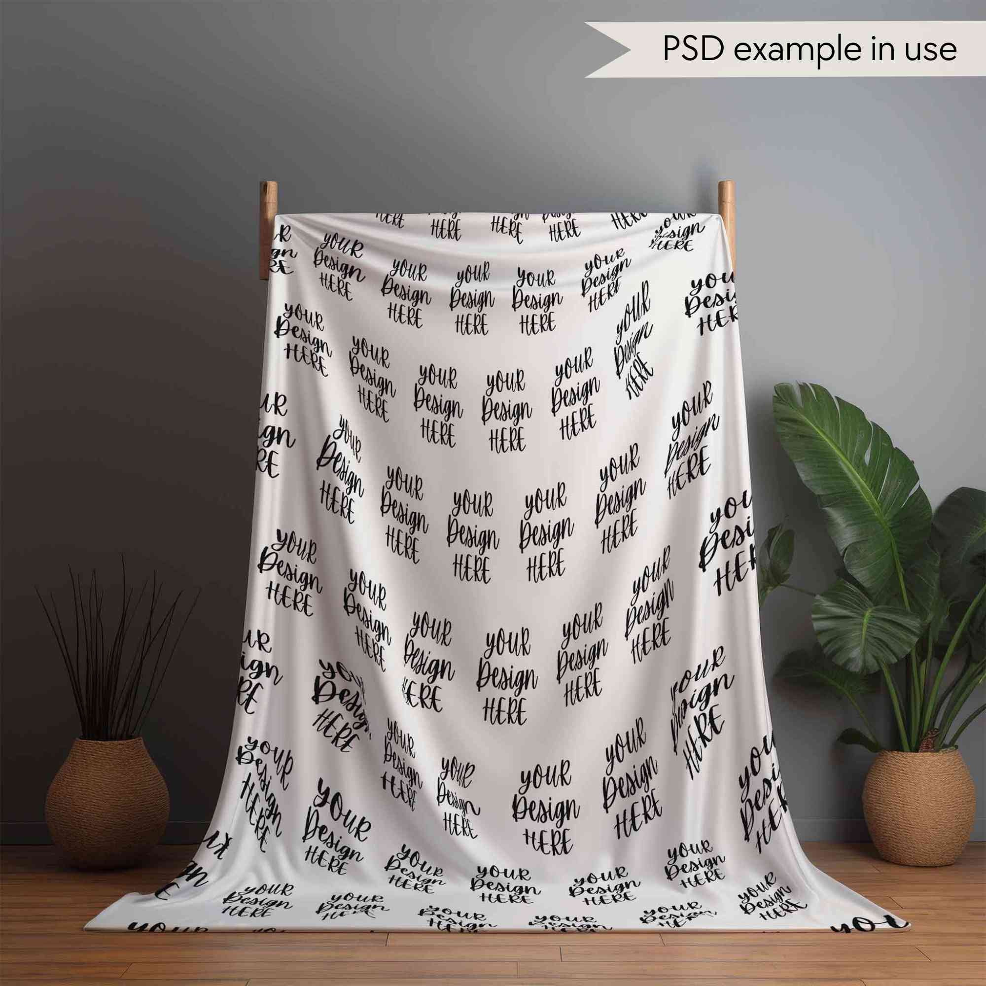 Velveteen Blanket Mockup PSD, Plush Blanket Mock-up, Canva Drag & Drop ...