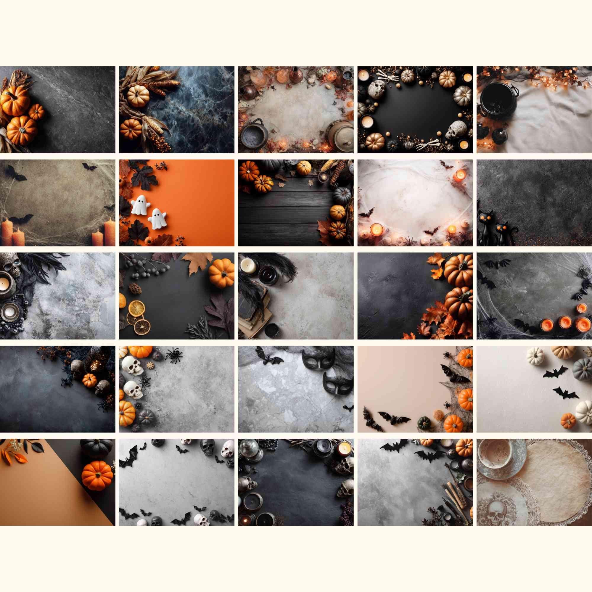 50 Halloween Flat Lay Mockups – Spooky JPG Backgrounds With Pumpkins ...