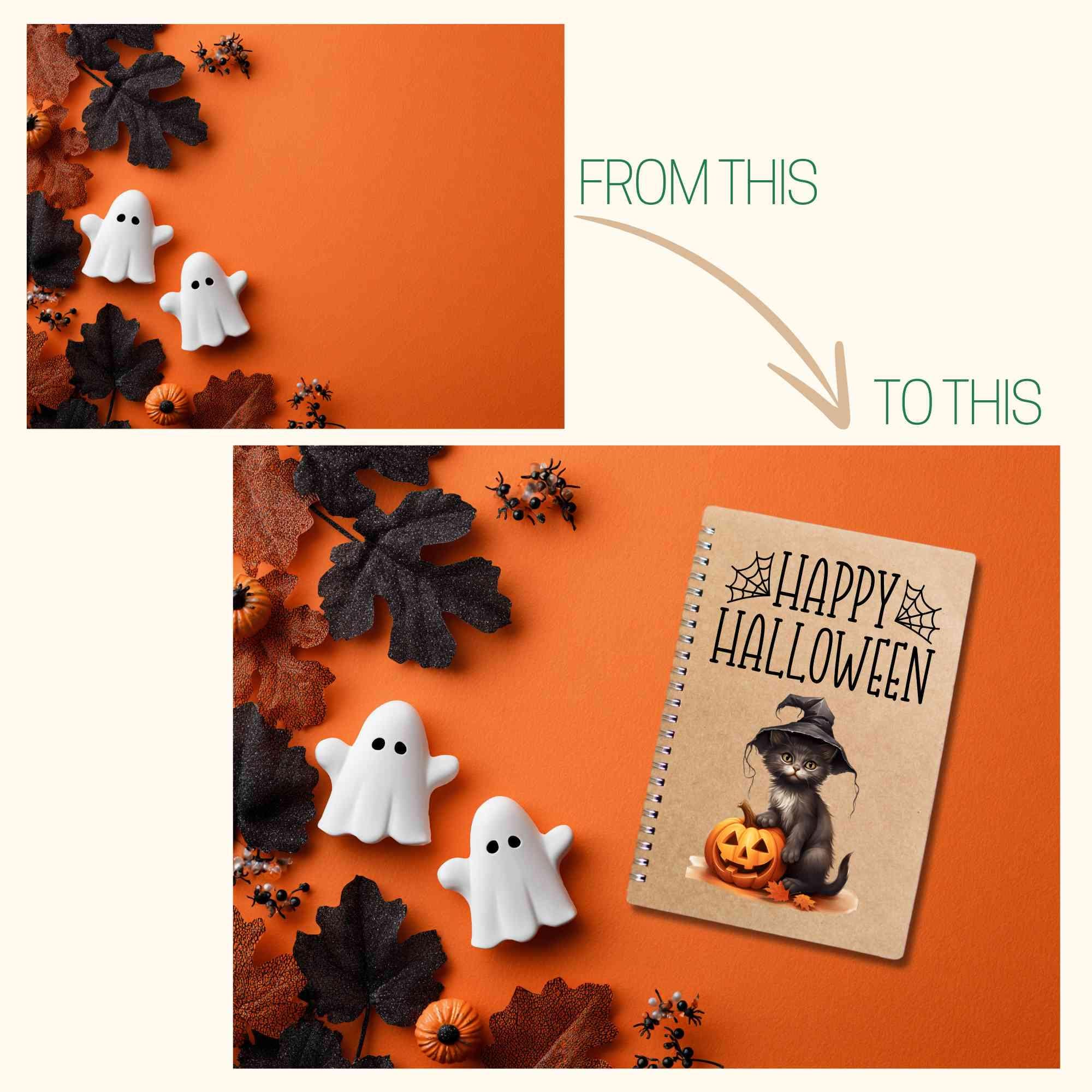 50 Halloween Flat Lay Mockups – Spooky JPG Backgrounds With Pumpkins ...