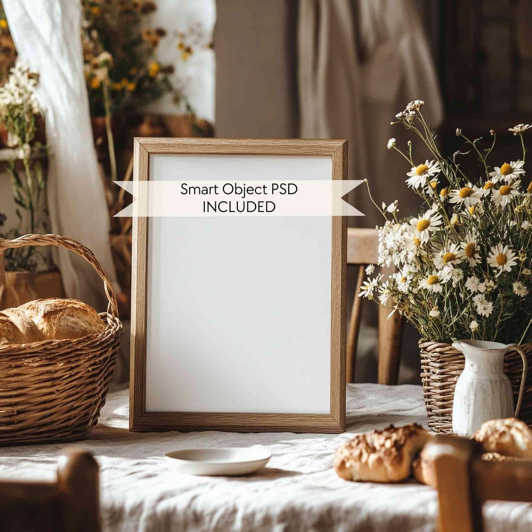 DIN A Rustic Wood Frame Mockup, Vintage Style Interior Close up Frame ...
