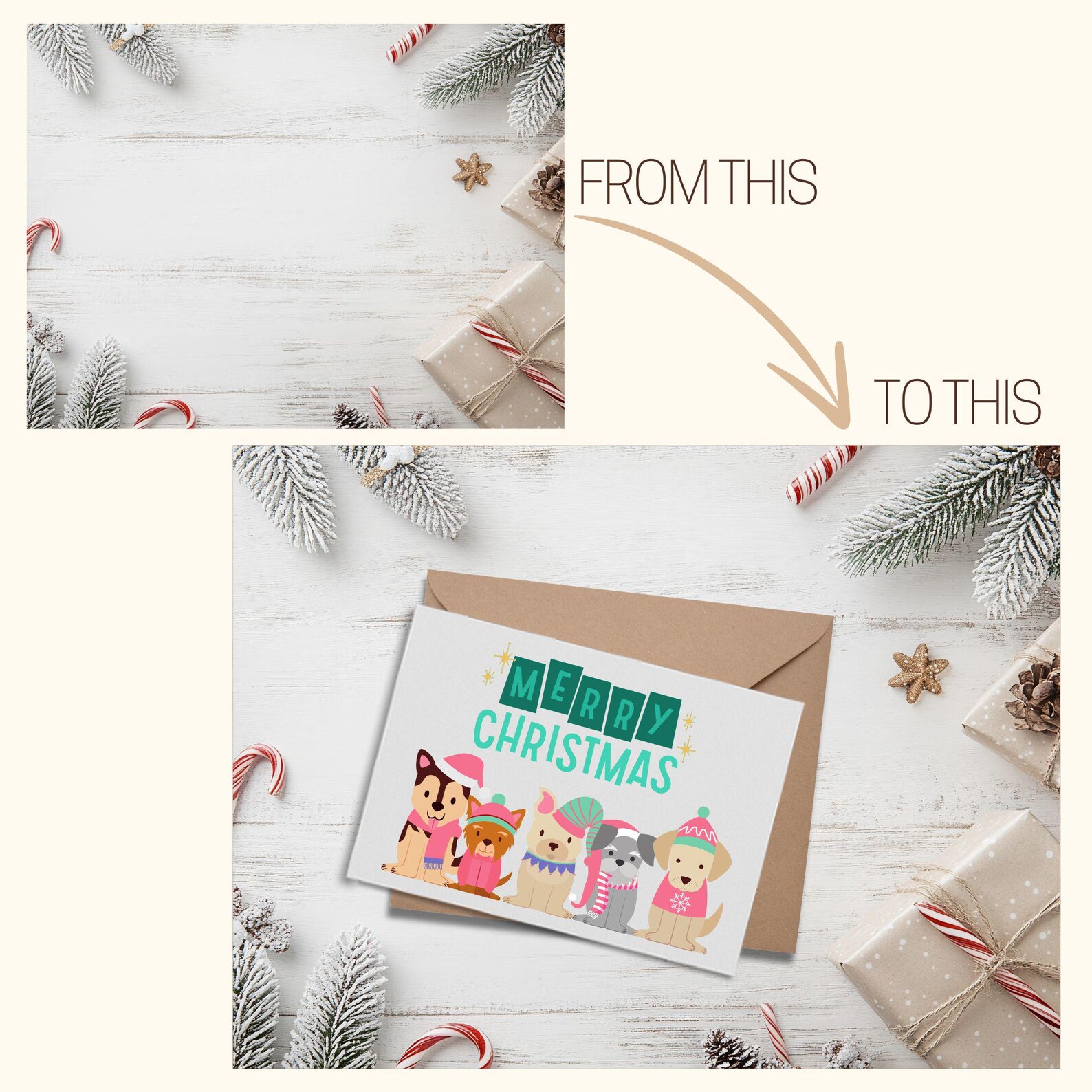 Christmas Flat Lay Mockup, Christmas Gifts Flatlay Digital Background ...