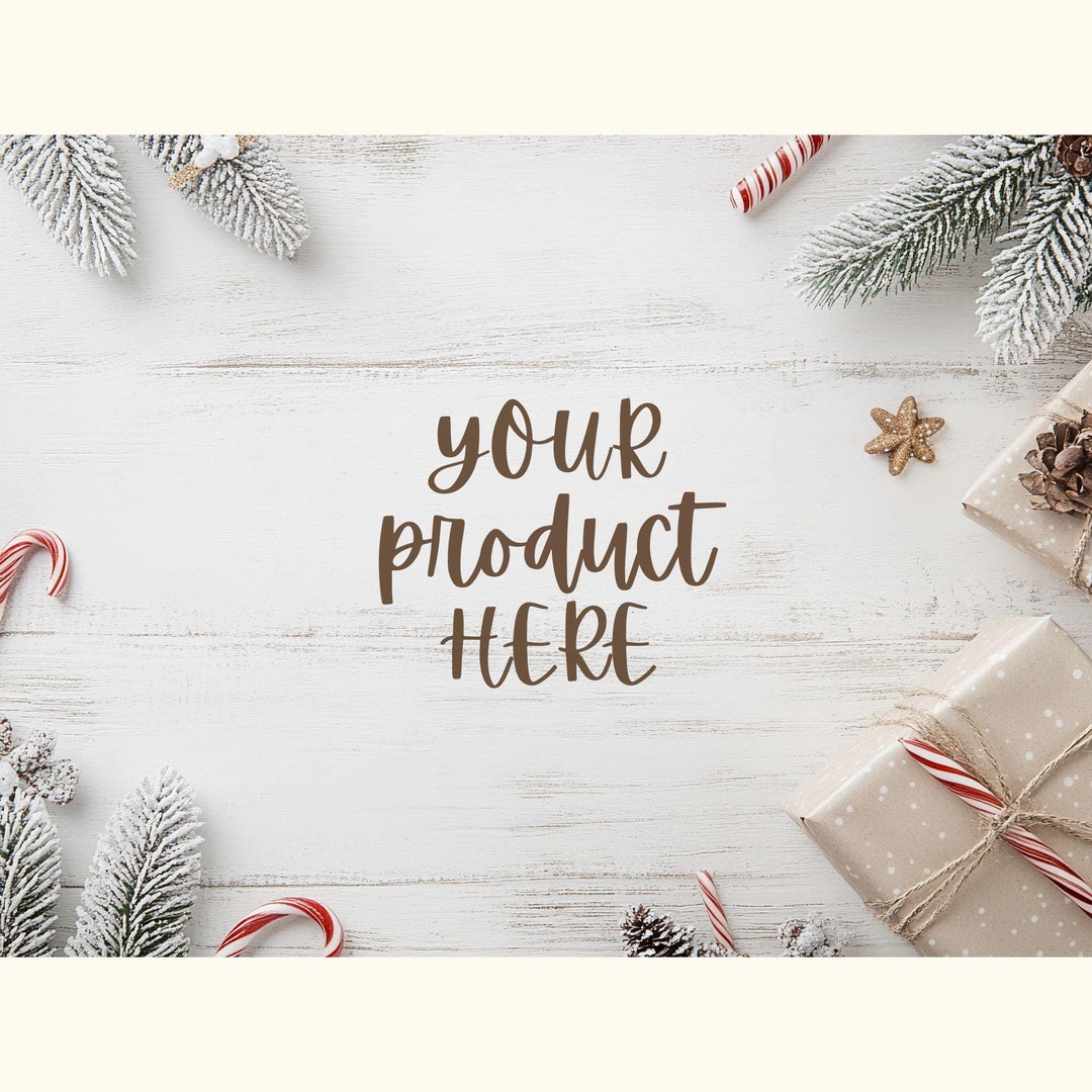 Christmas Flat Lay Mockup, Christmas Gifts Flatlay Digital Background ...