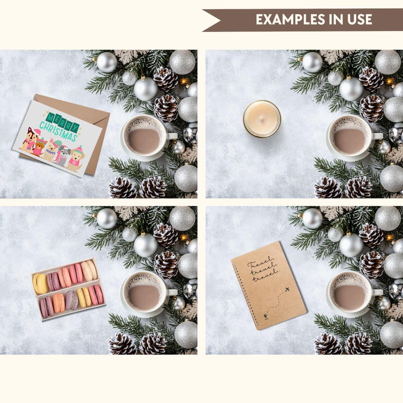 Christmas Winter Snow Flat Lay Mockup, Christmas Coffee Flatlay Digital ...