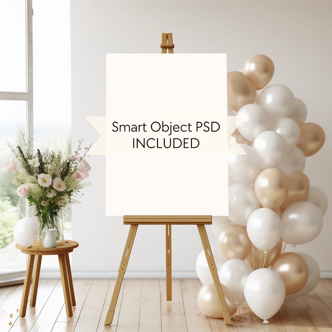 Welcome Sign Mockup PSD, Wedding Welcome Sign Mock Up, Easel Sign ...