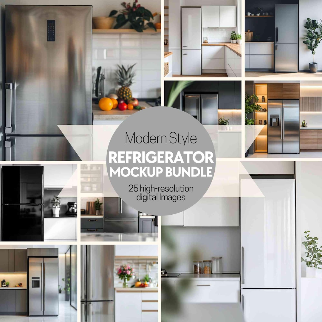Refrigerator Mockup Bundle, Fridge Magnet Mockup, Sticker Mock ...