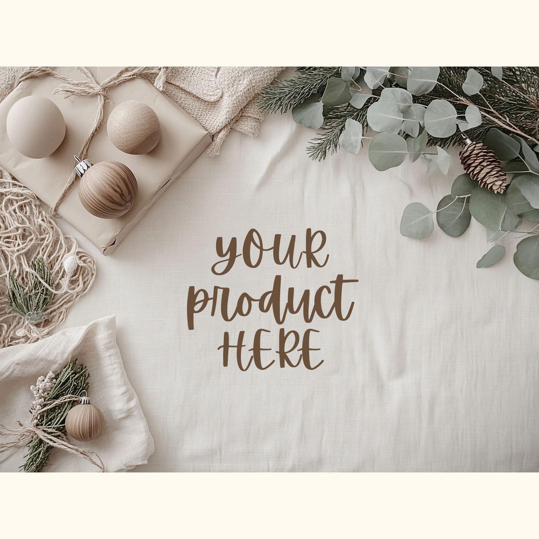 Christmas Flat Lay Mockup, Boho Cosy Christmas Flatlay, Digital ...