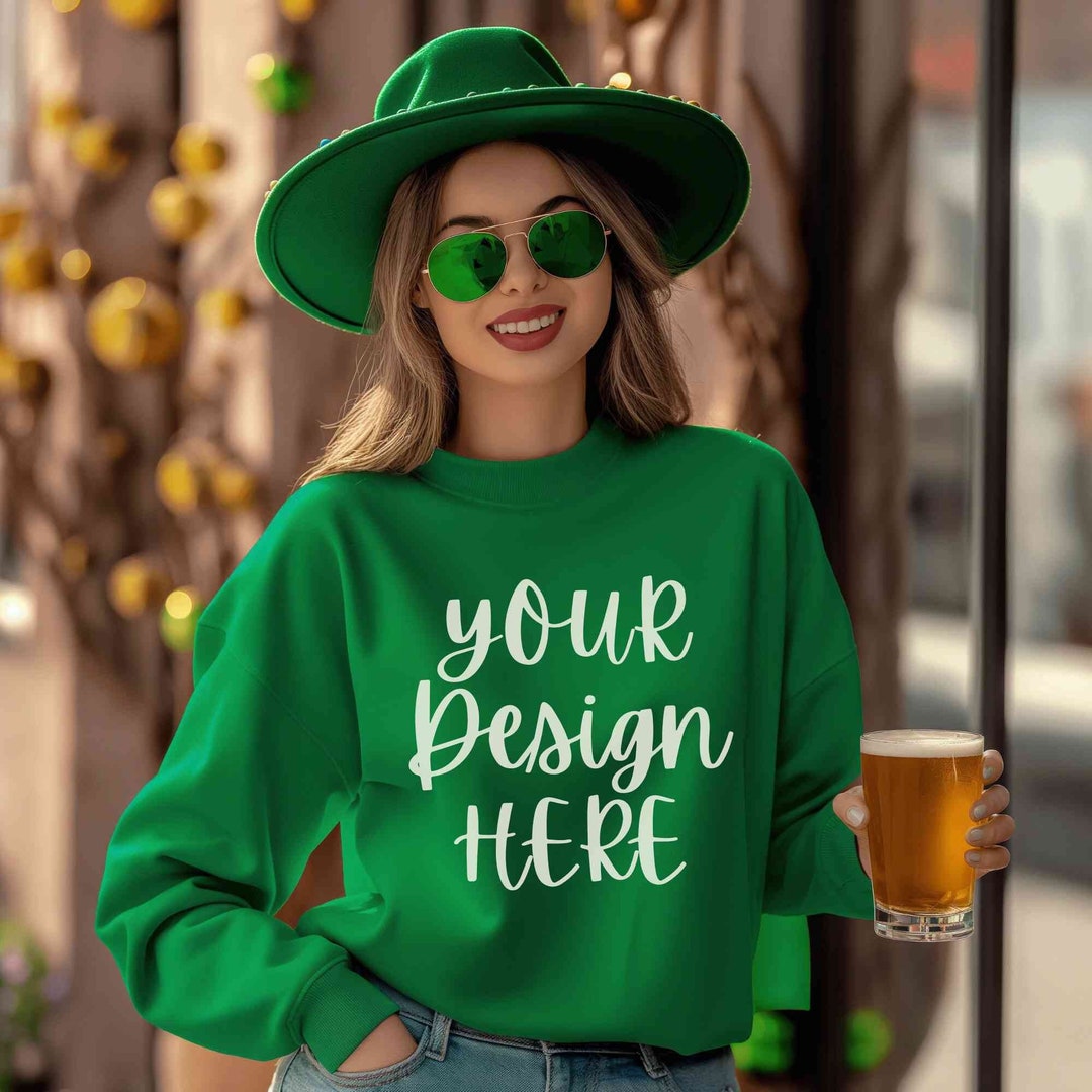 St Patrick's Day Gildan 18000 Mockup, Irish Green Saint Patricks ...