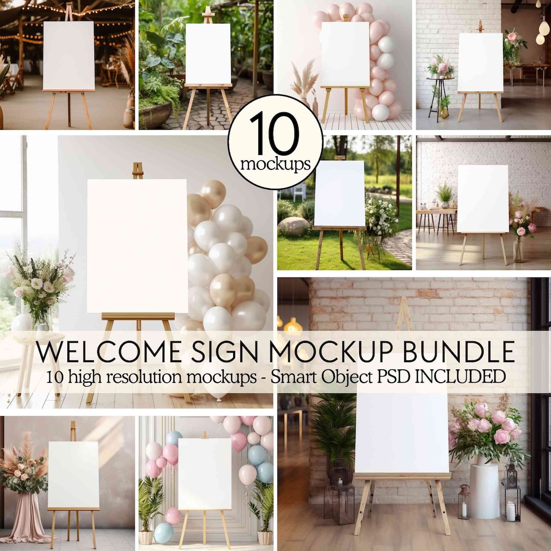 10 Welcome Sign Mockup Bundle, Wedding Seating Chart Mockup, 3x4 Canvas ...