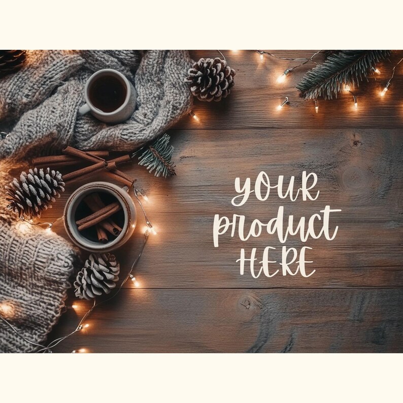 Christmas Flat Lay Mockup, Cosy Christmas Flatlay Digital Background ...