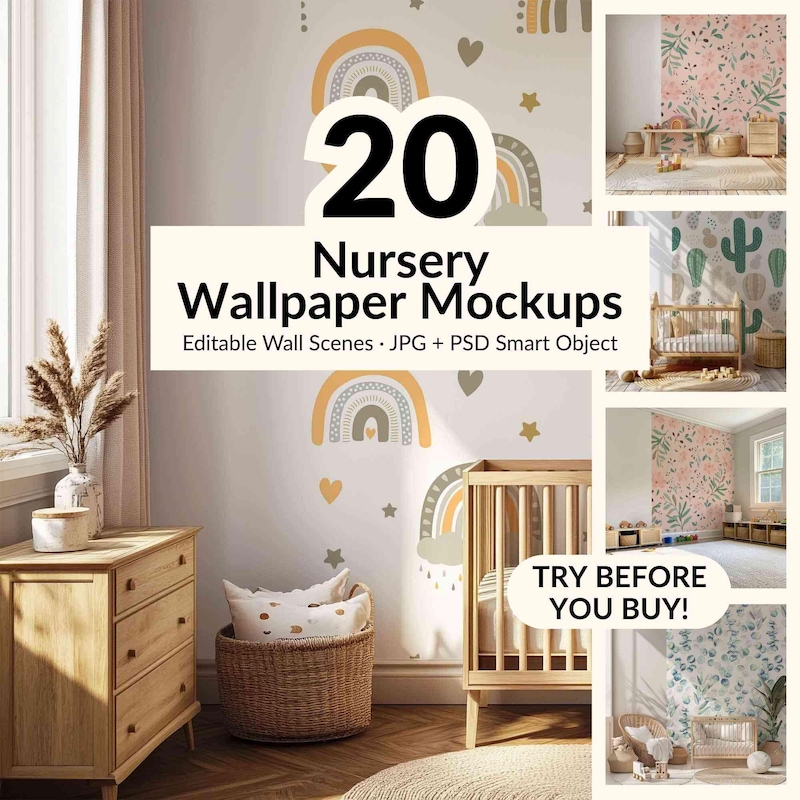 Neutral Wallpaper Mockup - Etsy