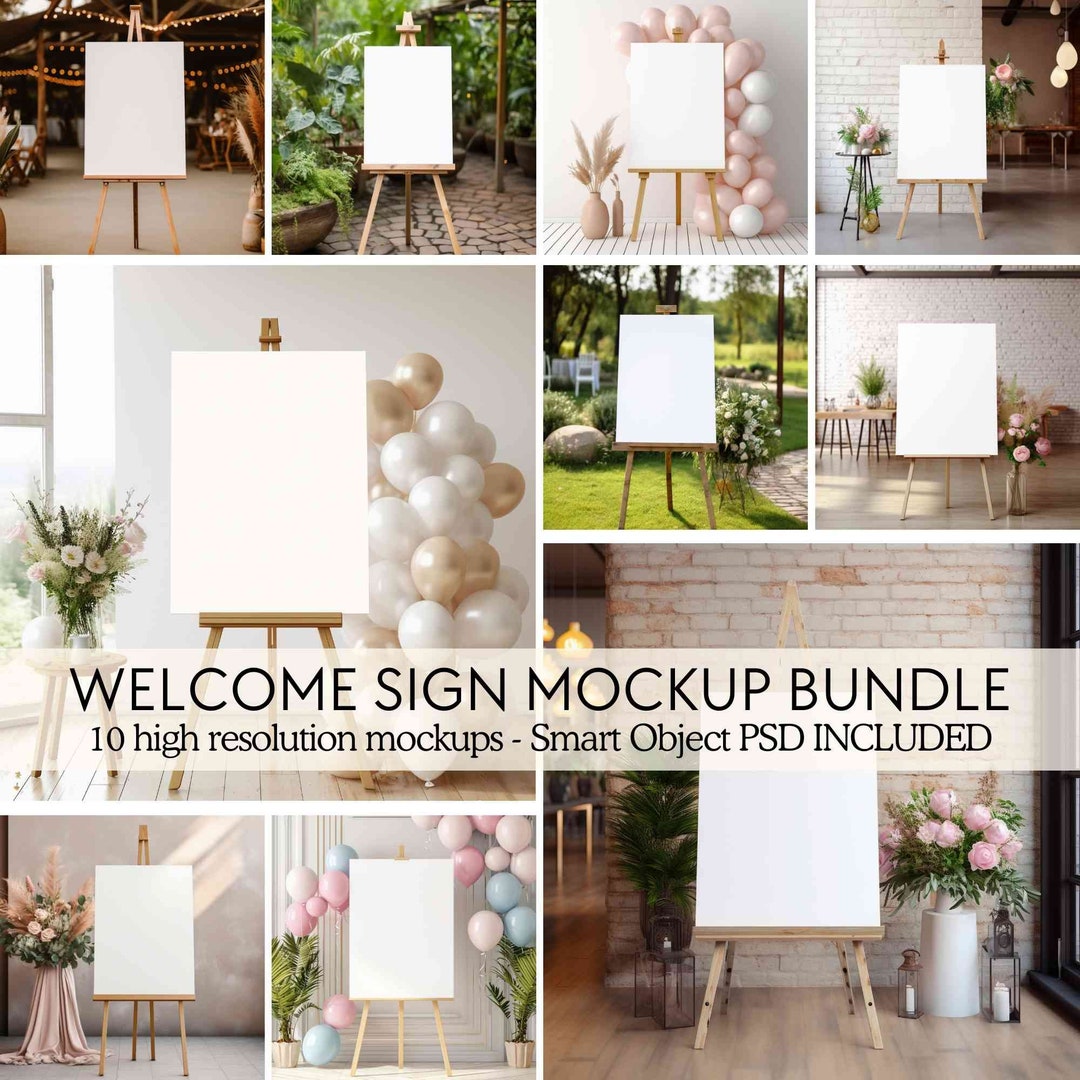 10 Welcome Sign Mockup Bundle, Wedding Seating Chart Mockup, 3x4 Canvas ...
