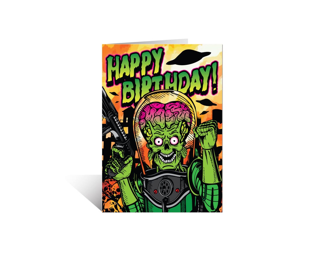 Mars Attacks Birthday Greeting Card & Envelope - Etsy