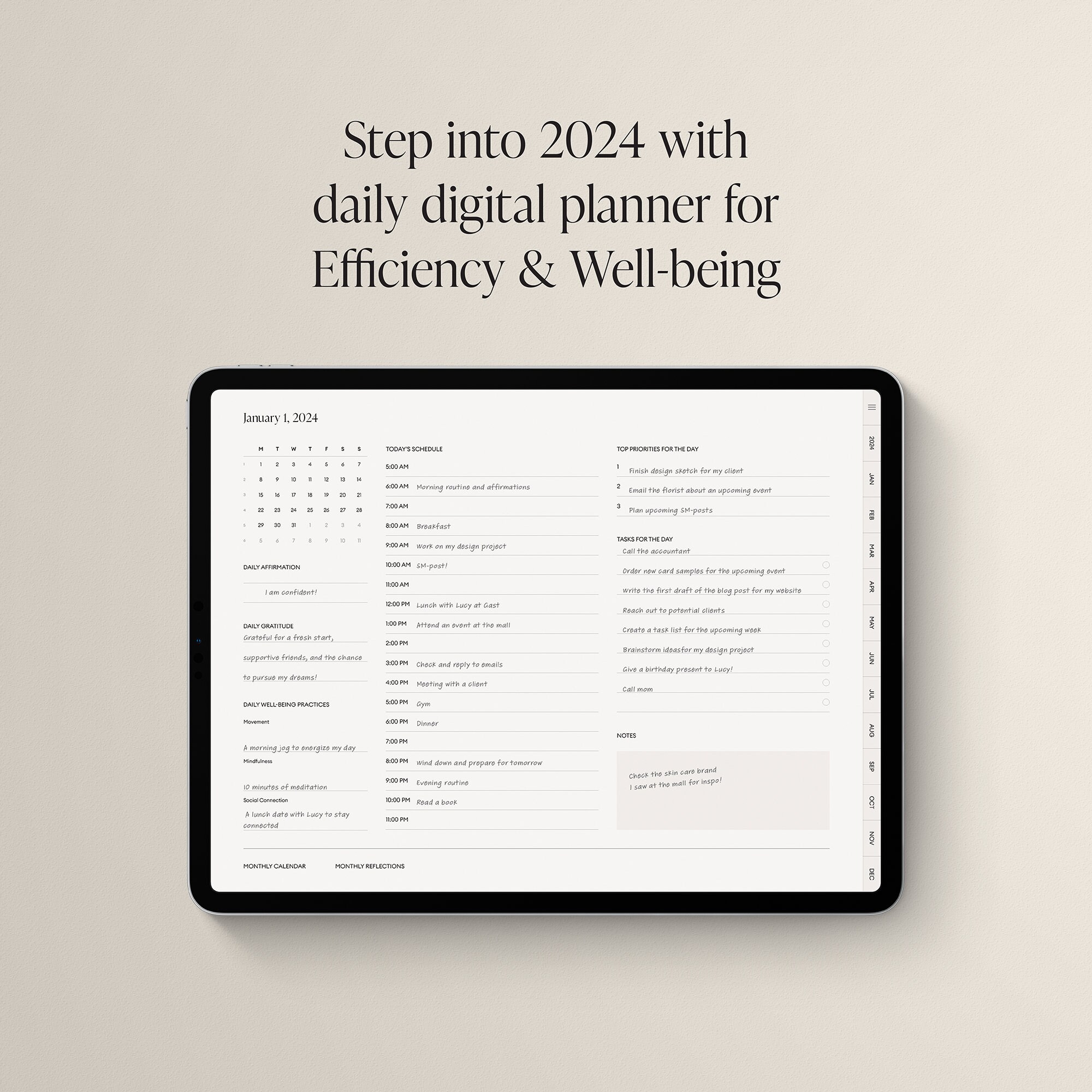 2024 Digital Planner Dated Yearly Planner Journal Digital Daily Planner ...
