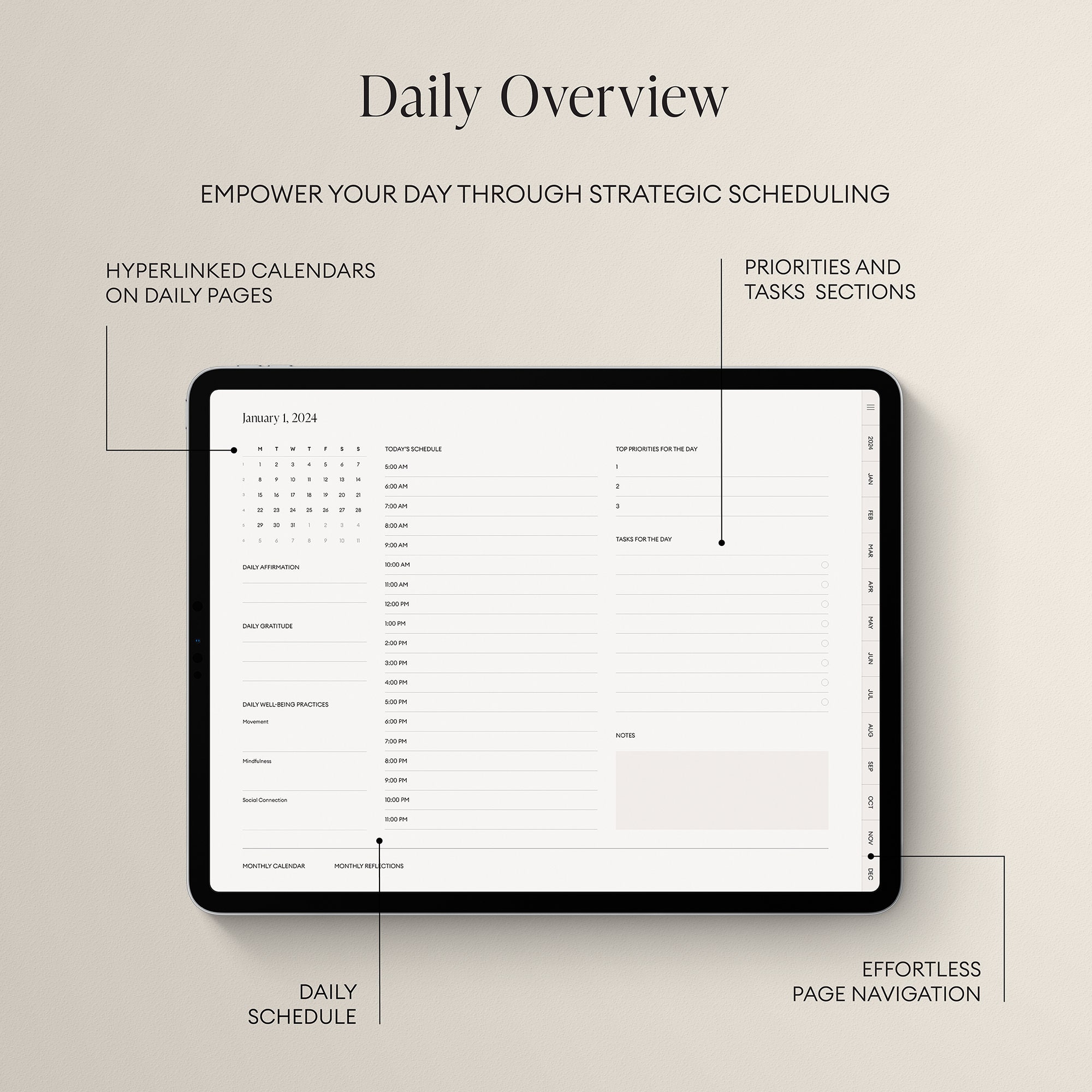 2024 Digital Planner Dated Yearly Planner Journal Digital Daily Planner ...