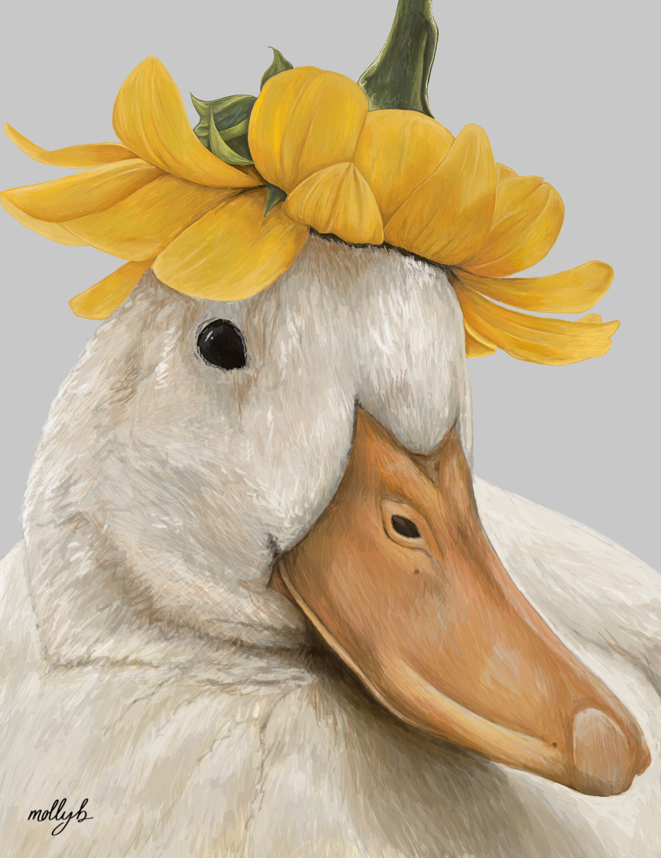 Cute Duck and Flower Digital Print - Etsy