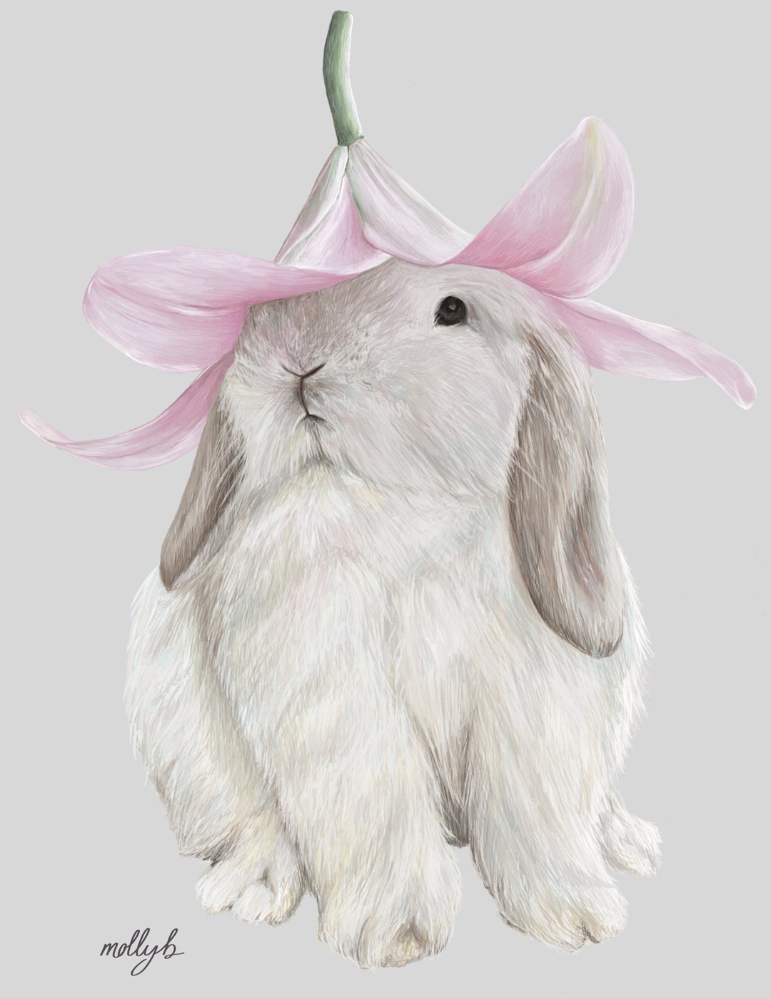 Cute Rabbit and Flower Digital Print - Etsy