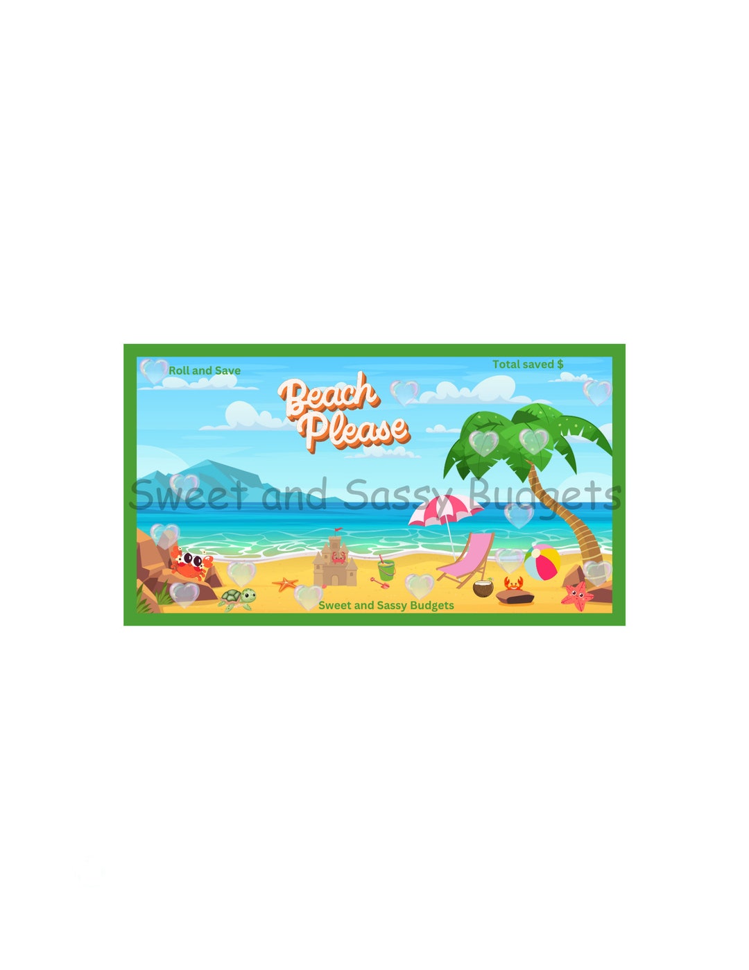 Mini Savings Challenge A6 "beach Please" Roll and Save Digital Download ...