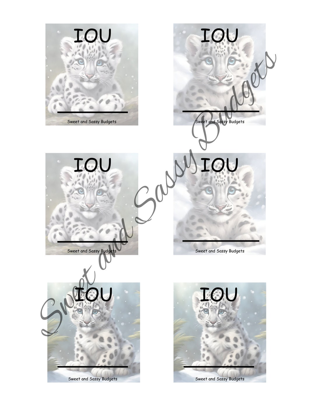 IOU Cards, Baby Leopard Digital Download Set of 3 IOU Cards - Etsy Canada