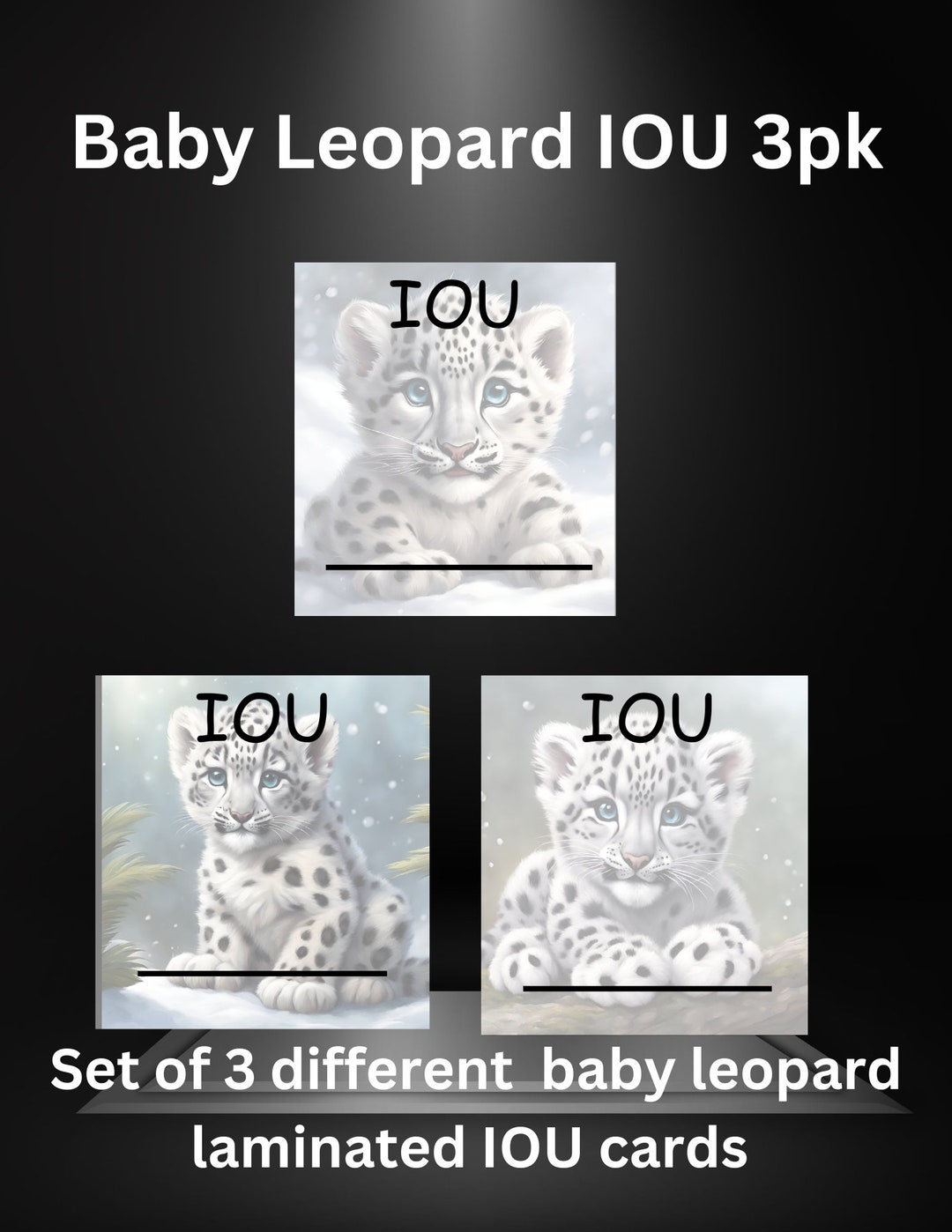 IOU Cards Laminated Set Baby Leopard IOU Cards - Etsy