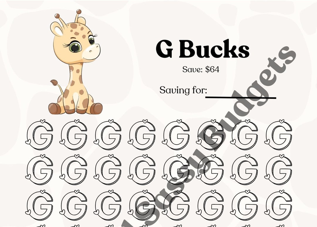 G Bucks Savings Challenge/g Bux Savings Tracker . Letter Sized , Full ...
