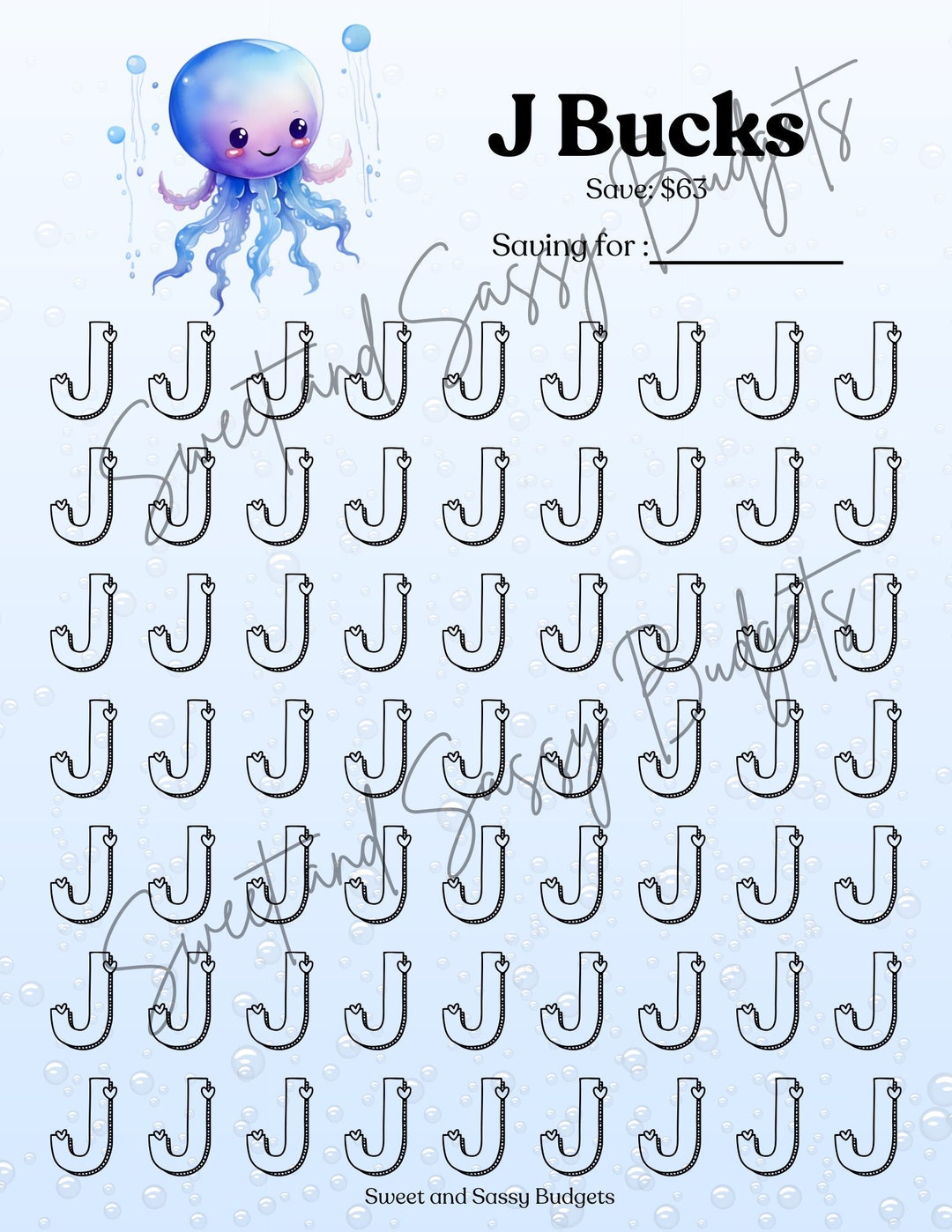 J Bucks Letter Savings Tracker/challenge Set of 2 With A6 and A5 ...