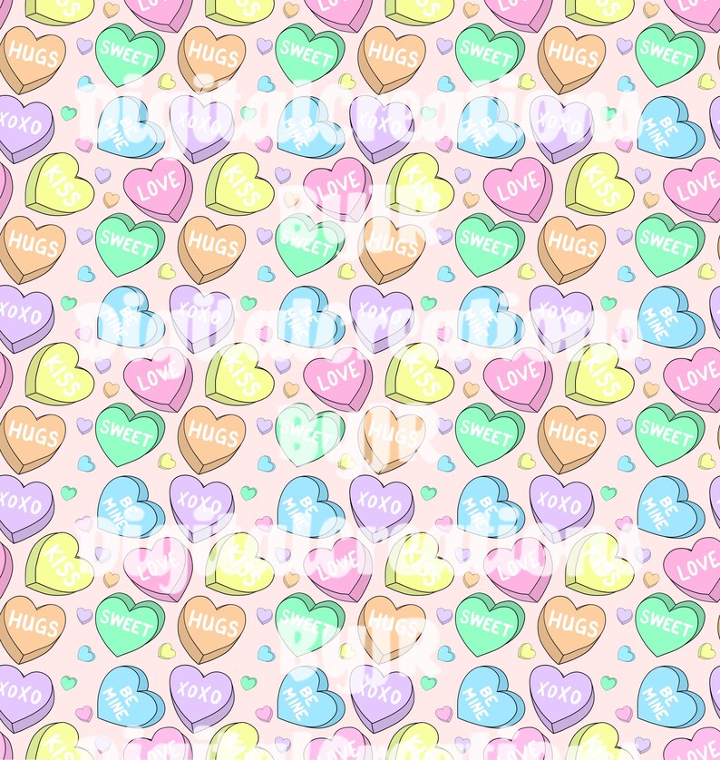 Seamless Pattern | Candy Hearts | Valentine’s Day Digital Paper ...
