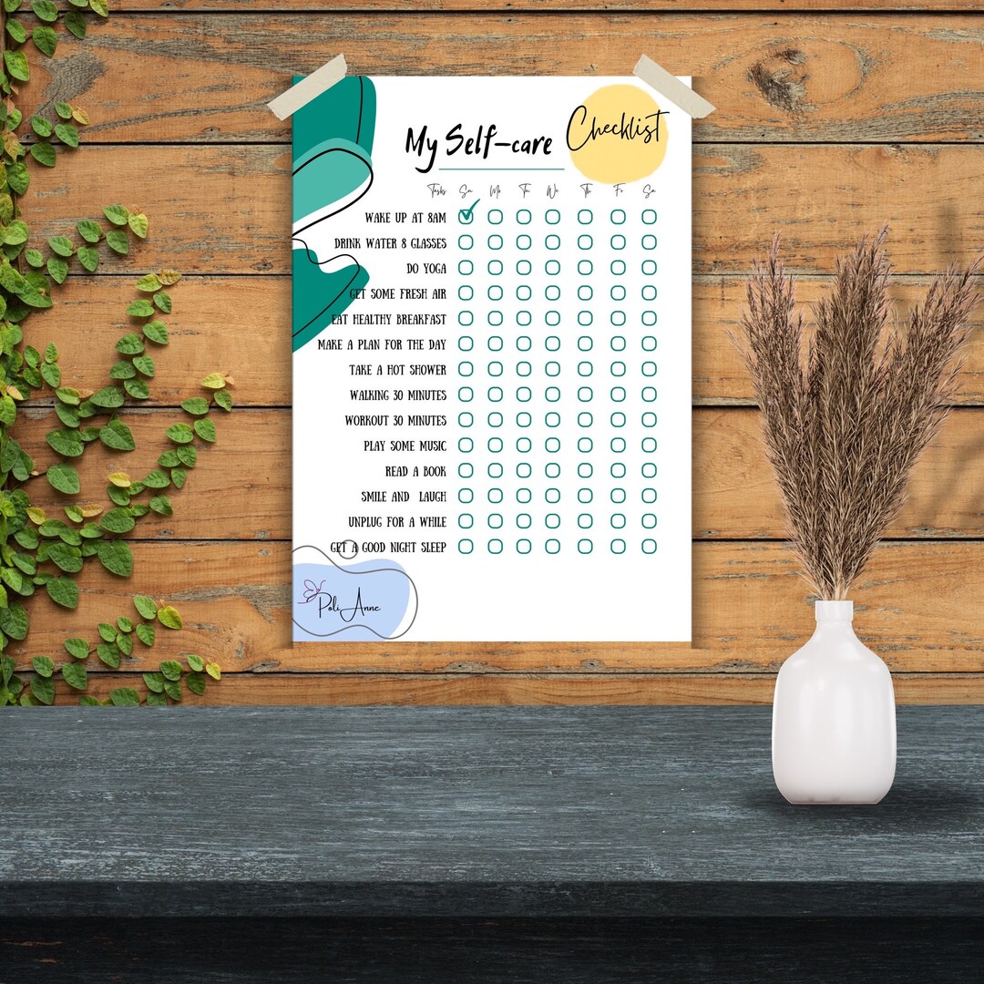 Self Care Checklist Printable Template / Self Care Routine Plan ...