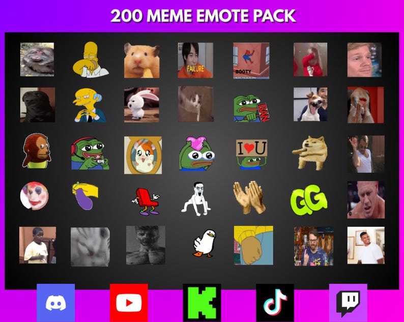200 Animated MEME Emotes for Streaming on Twitch, Discord, Kick, Tiktok ...