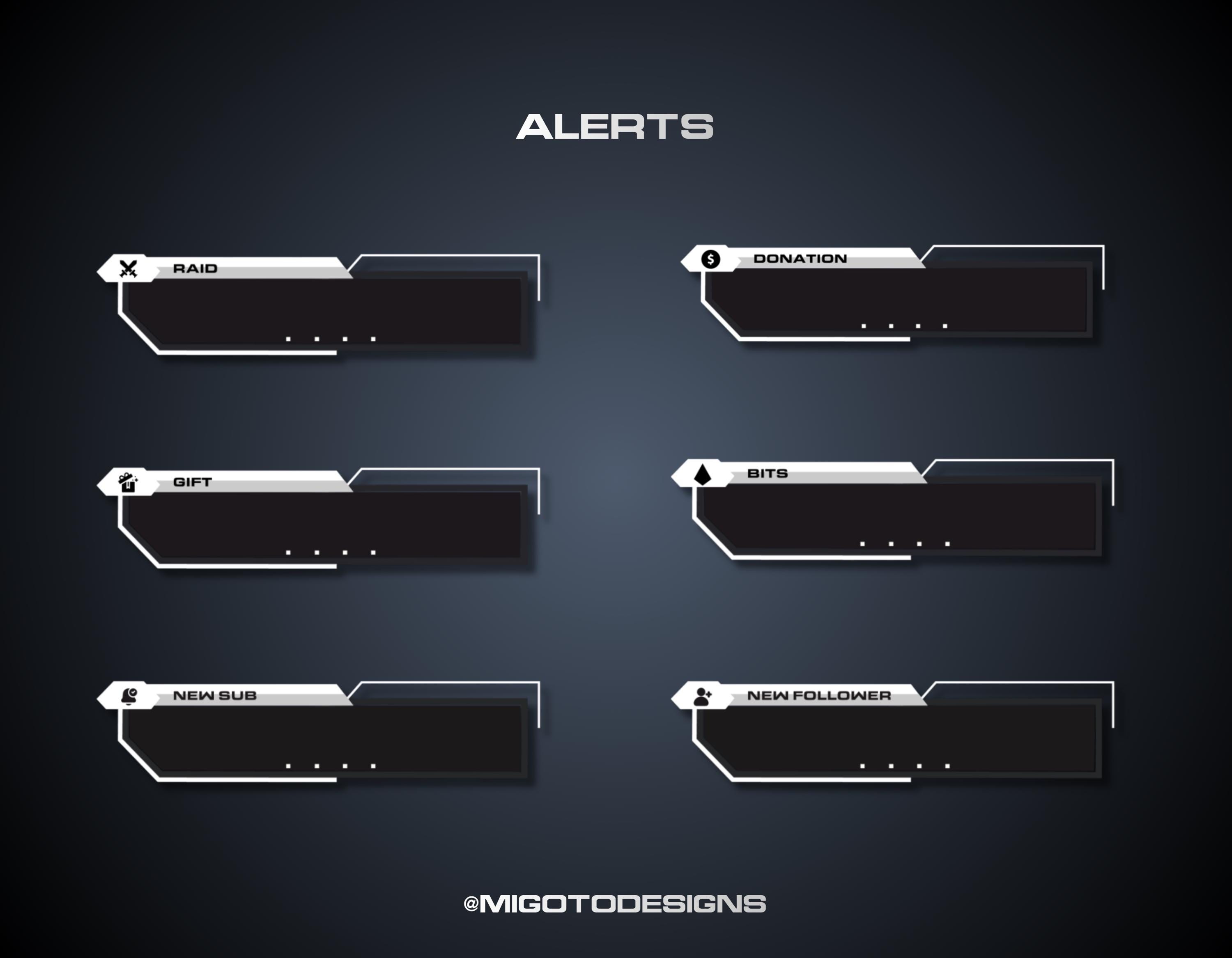 Minimal White and Black Animated Stream Overlay Package for Streaming ...