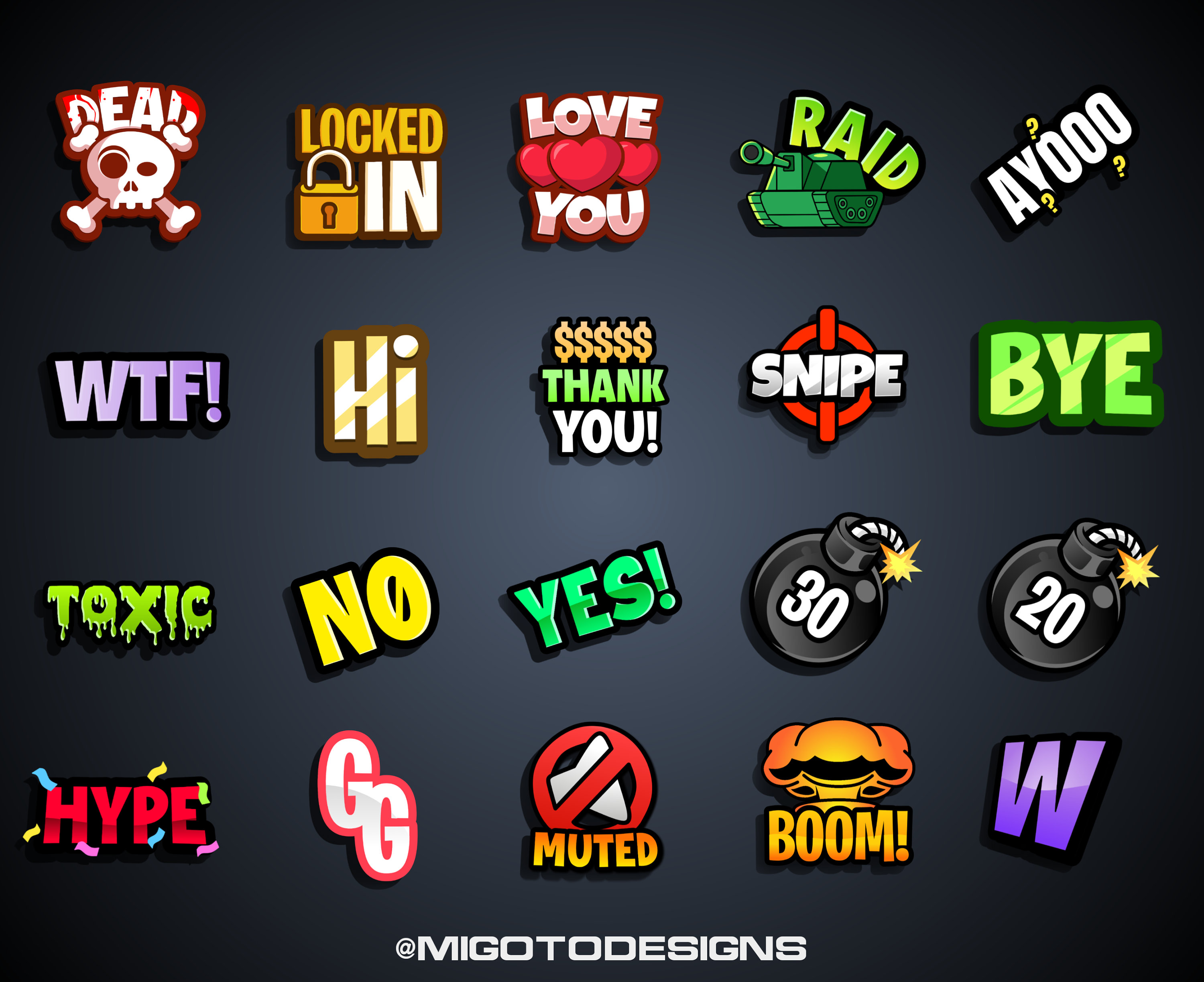 20 TEXT EMOTES for Streaming on Twitch, Kick Streaming & Discord ...