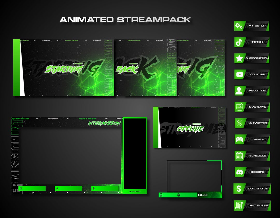 Galaxy Stream Package - Green | Twitch Overlays | Streaming Overlays ...