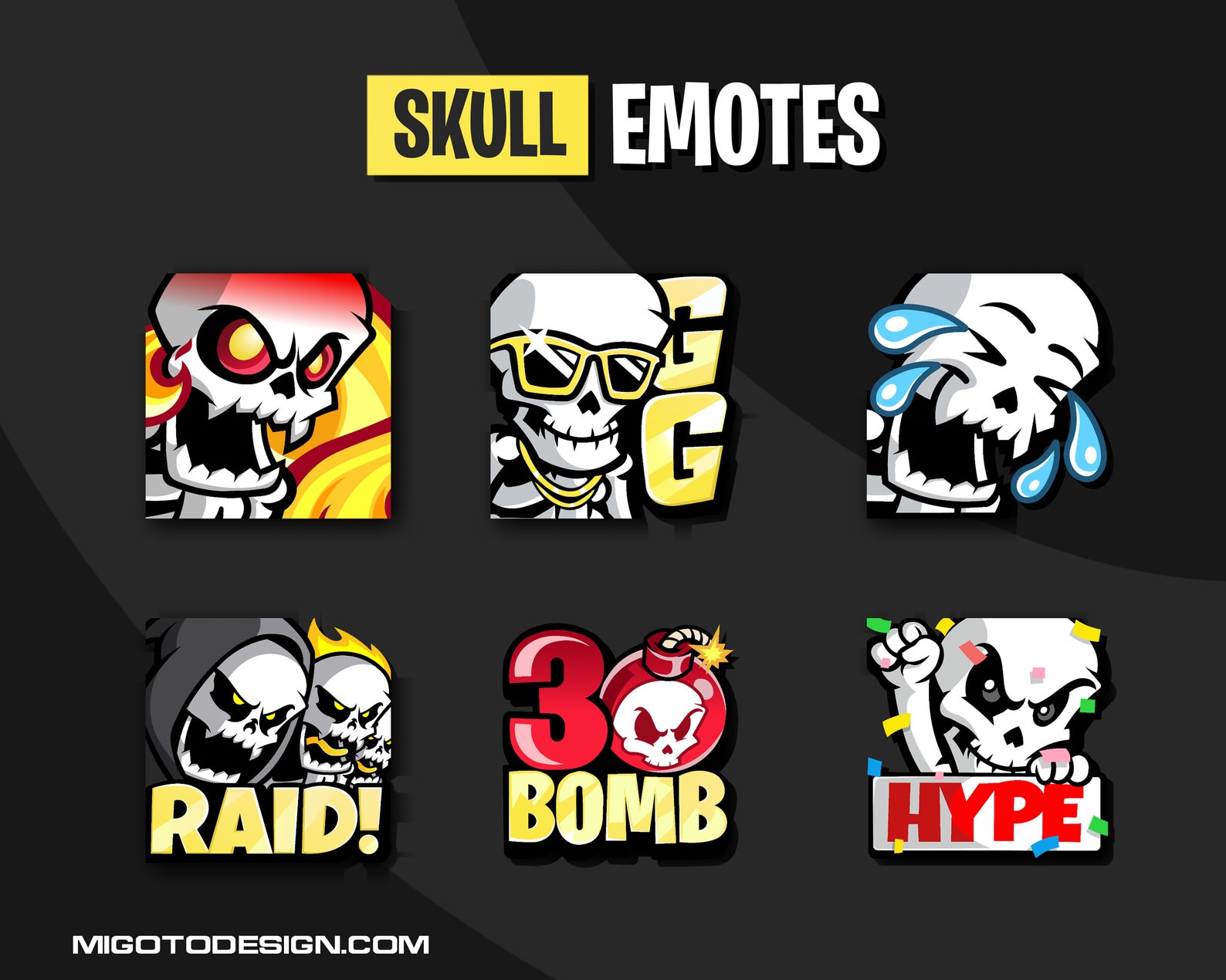Skull Emotes Twitch Emotes Reaper Emotes Kick Emotes Discord Emotes - Etsy