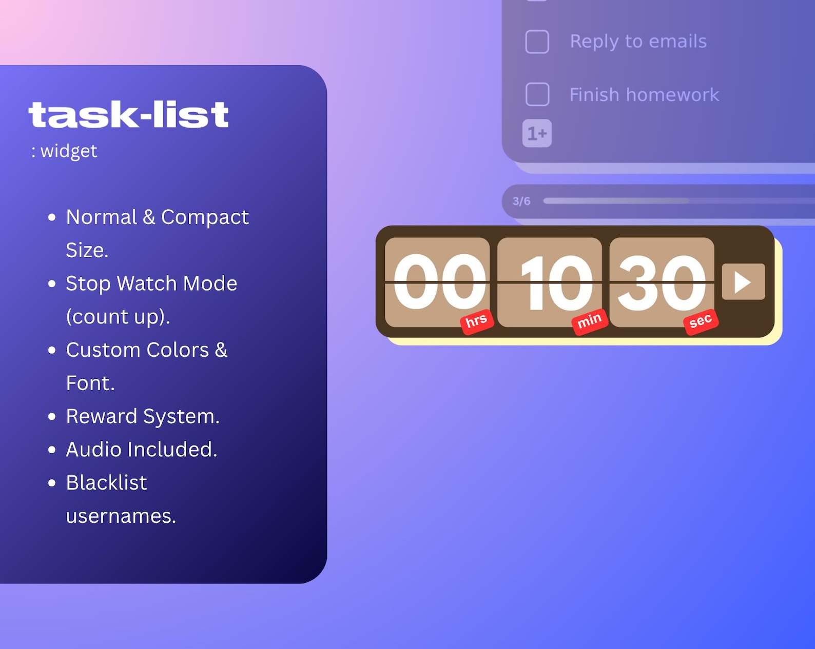 Yellow & Brown Tasklist Widget | Pomodoro Co-working Timer for ...