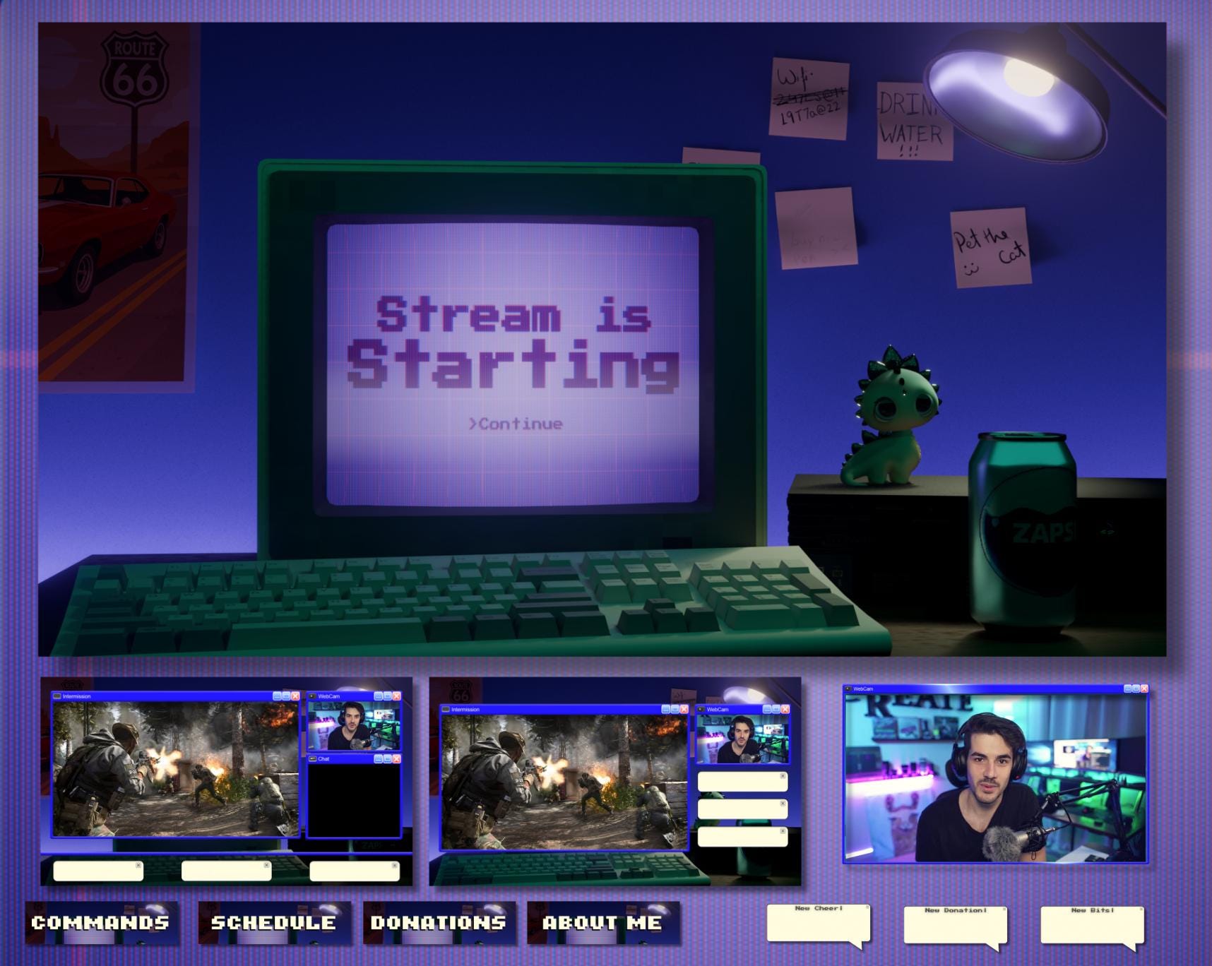 3d Desktop Stream Overlay Package for Streaming | Twitch, Kick, Youtube ...