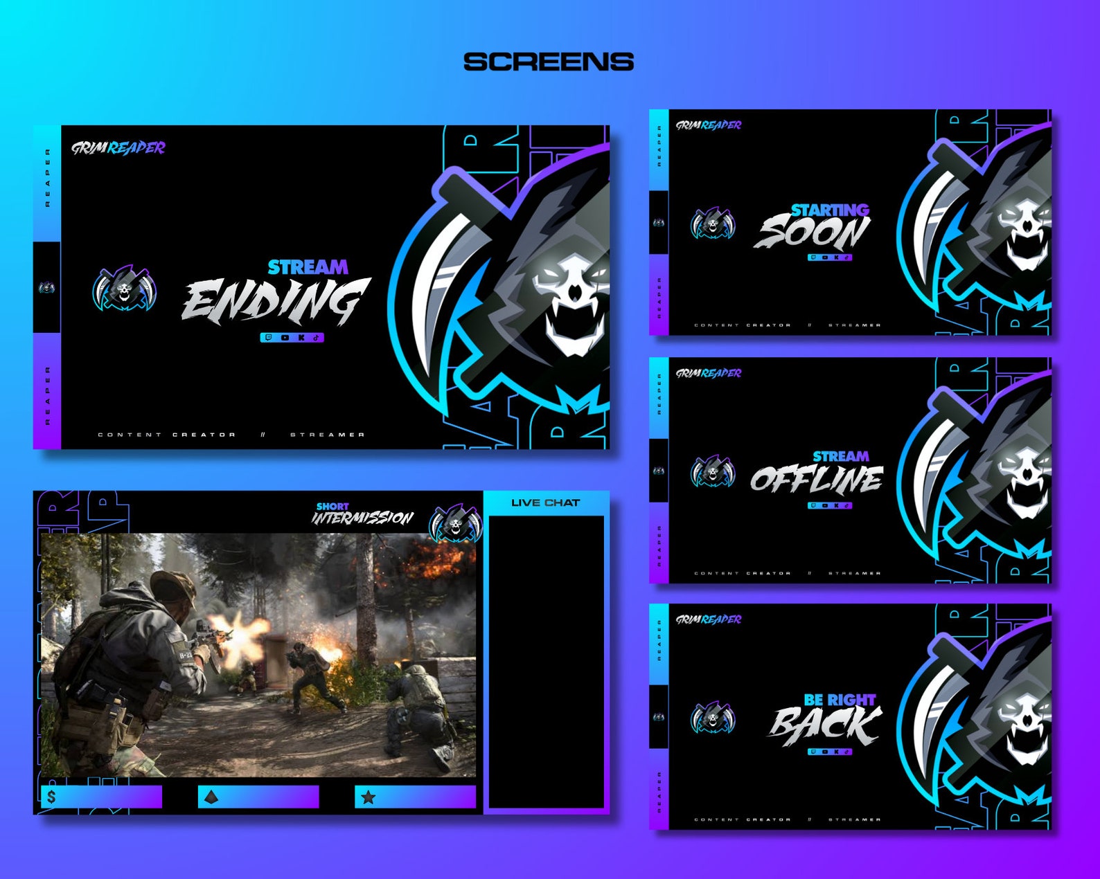 Animated Twitch Overlay Package | Grim Reaper | Streampack | Twitch ...