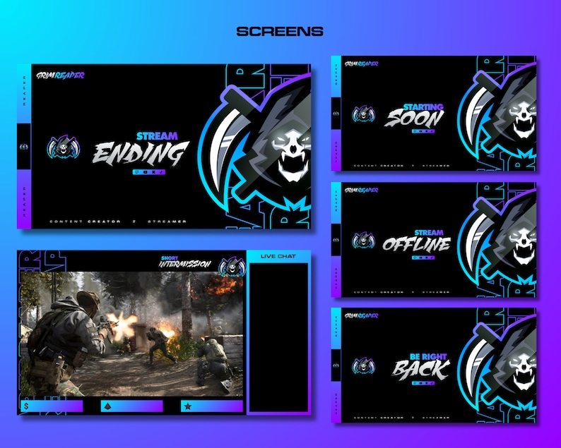 Animated Twitch Overlay Package | Grim Reaper | Streampack | Twitch ...