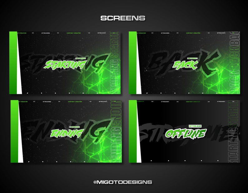 Galaxy Stream Package - Green | Twitch Overlays | Streaming Overlays ...