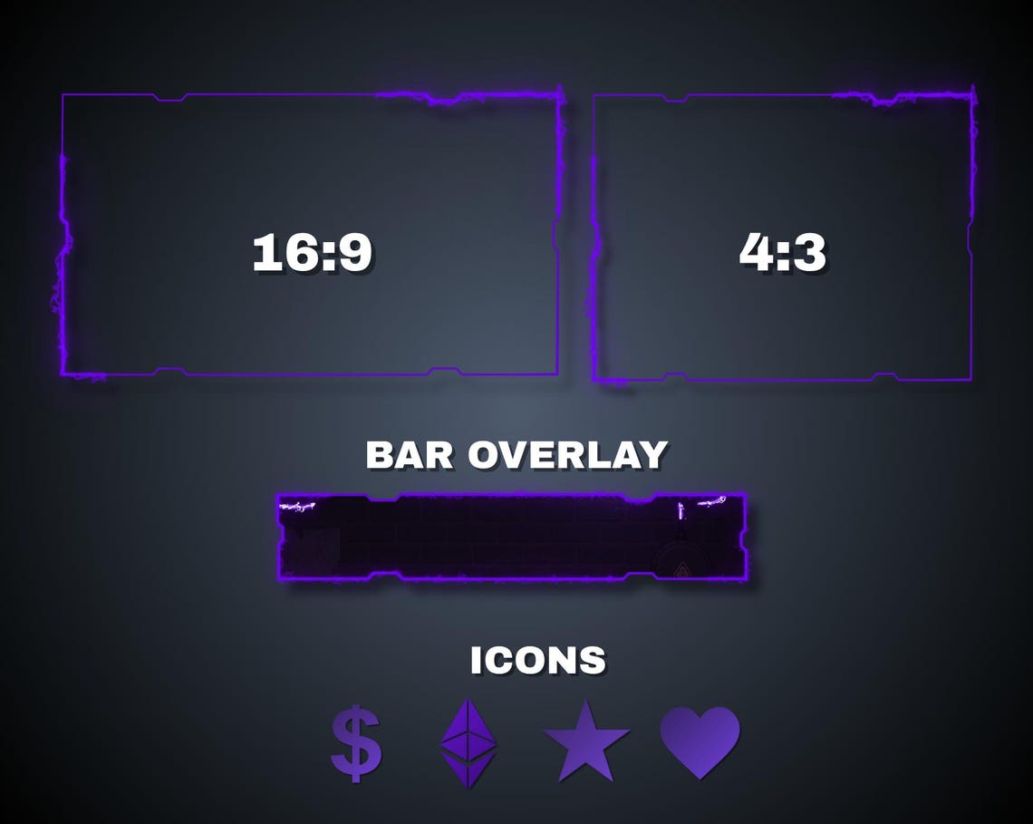 Purple NEON Stream Overlay Package for Streaming | Twitch, Kick ...