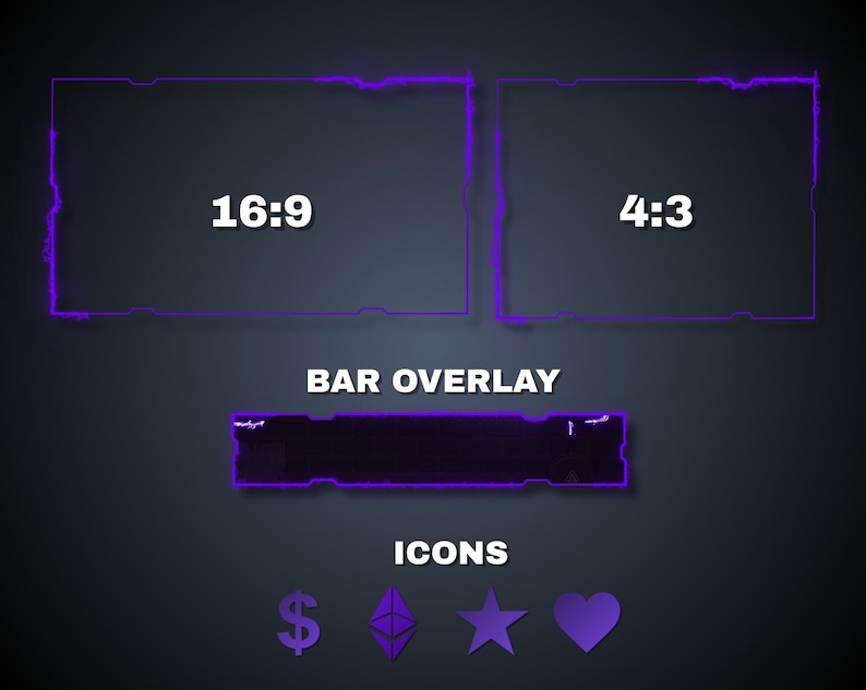 Purple NEON Stream Overlay Package for Streaming | Twitch, Kick ...