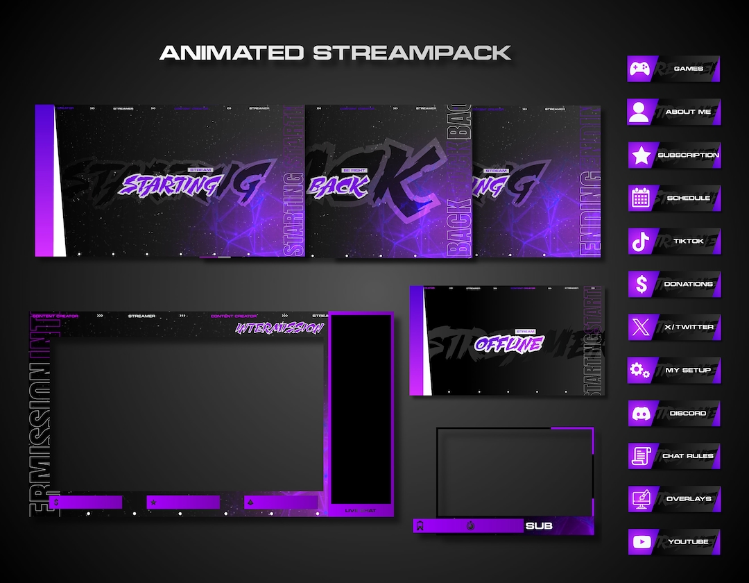 Galaxy Animated Streampack | Twitch Overlays, Purple, Streaming Overlay, Overlays Twitch, Twitch ...