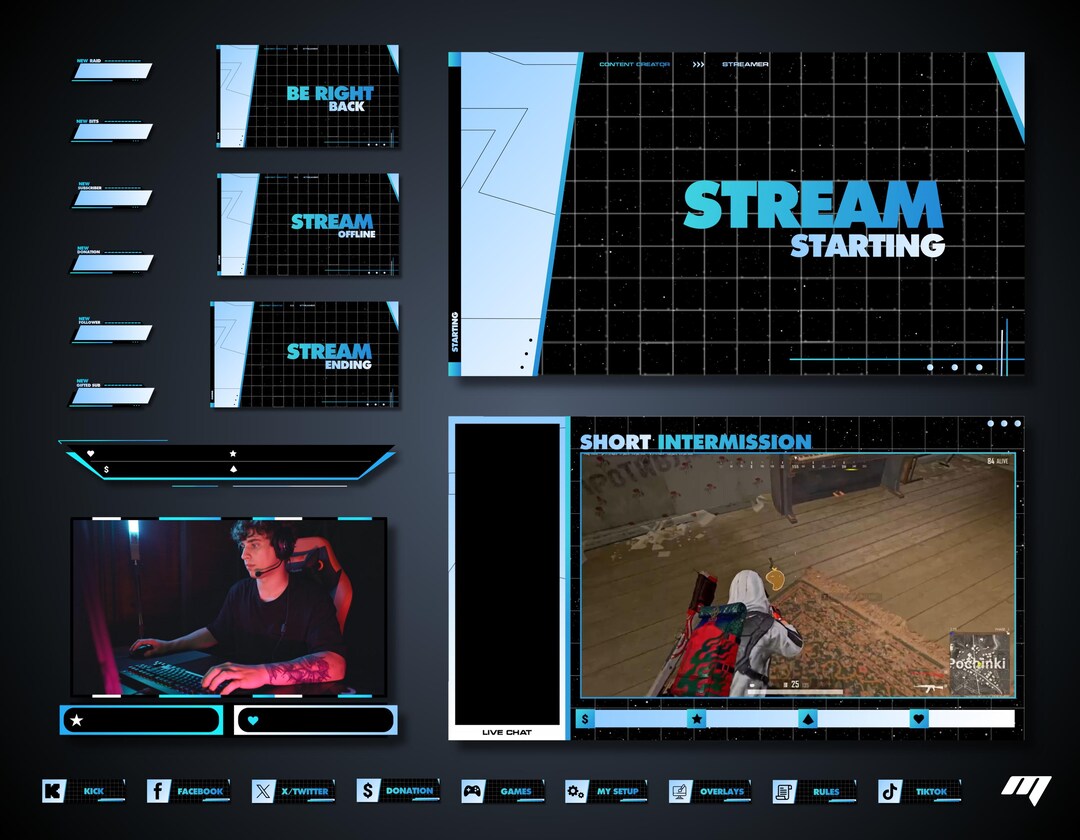 Blue NEON Premium Streampack, Twitch Overlays, Blue Stream Overlay ...