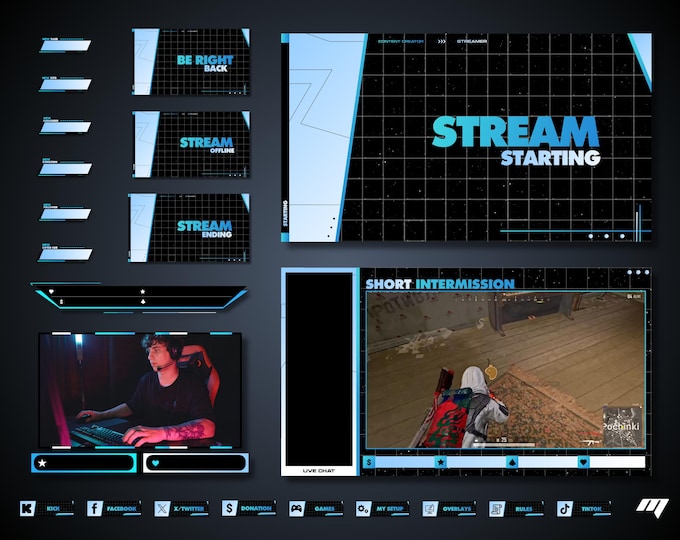 Neon Blue Animated Stream Overlay Pack: HD Webm for OBS - Etsy Canada