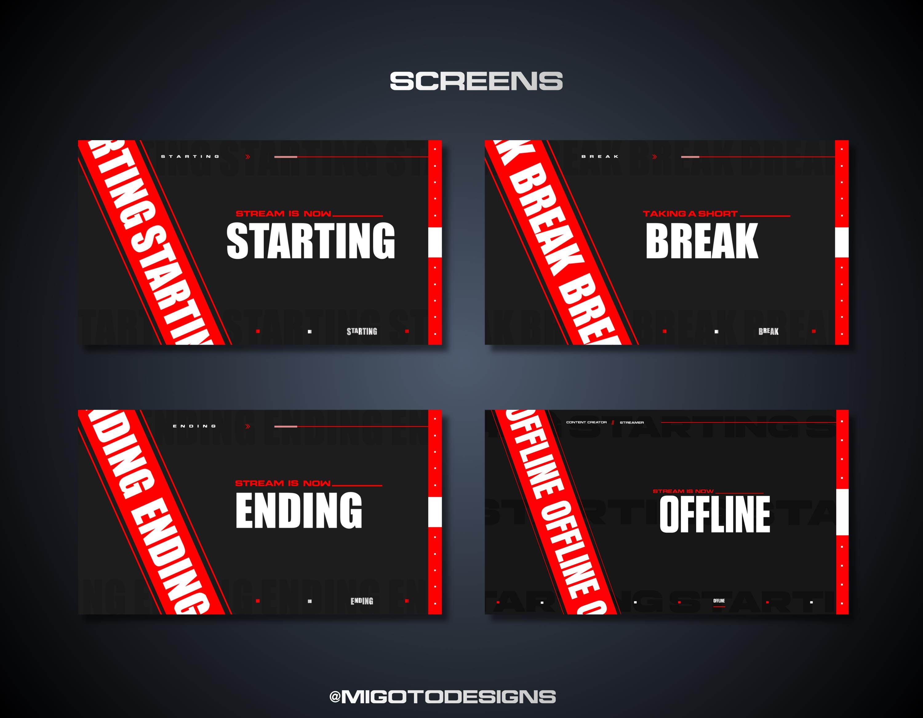 Minimal Red Animated Stream Overlay Package | Twitch Overlays ...