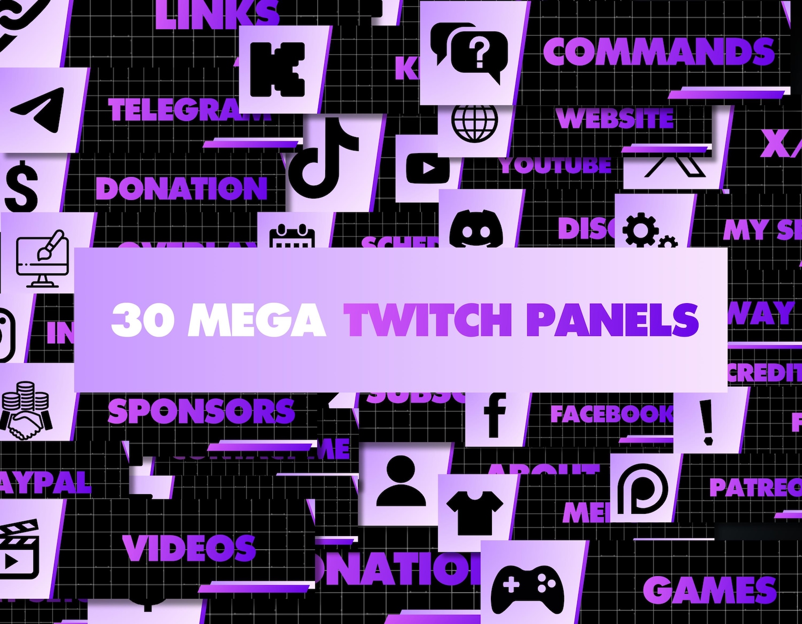 30+ MEGA Twitch Panels for Streaming on Twitch | Purple Twitch Panels ...