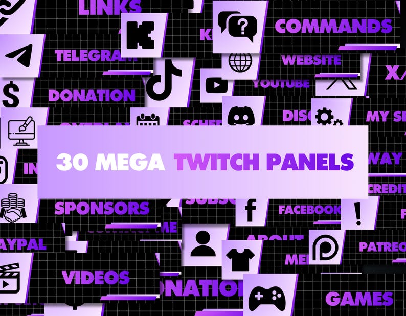 30+ MEGA Twitch Panels for Streaming on Twitch | Purple Twitch Panels ...