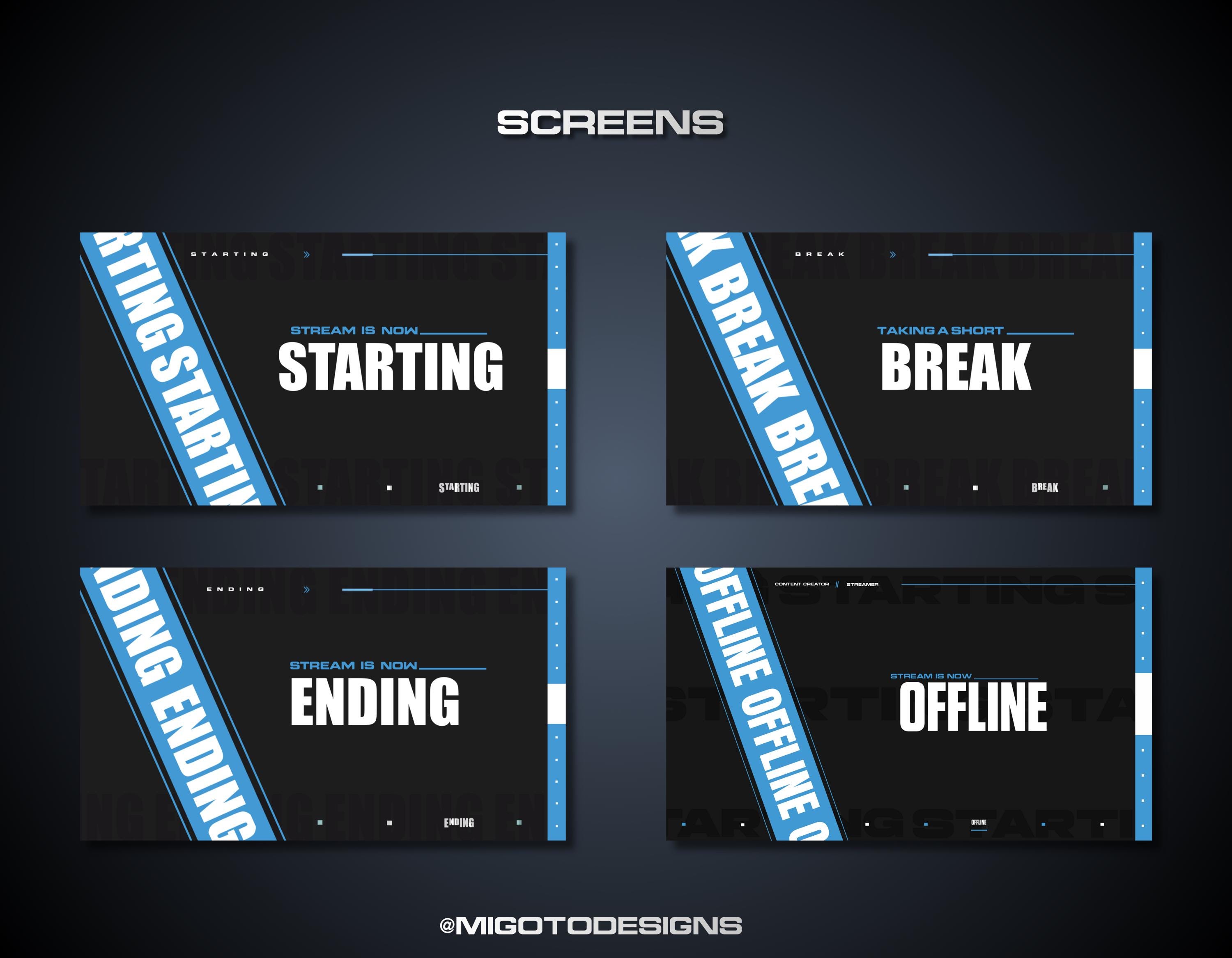 Minimal Blue Animated Stream Overlay Package | Twitch Overlays ...