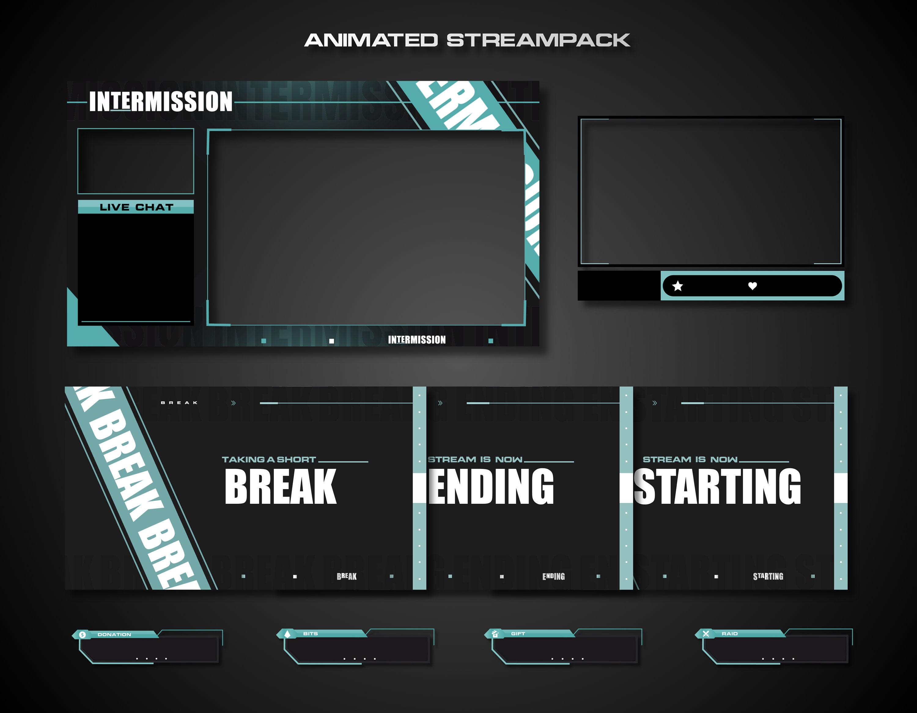 Minimal Green Animated Stream Overlay Package for Streaming on Twitch ...