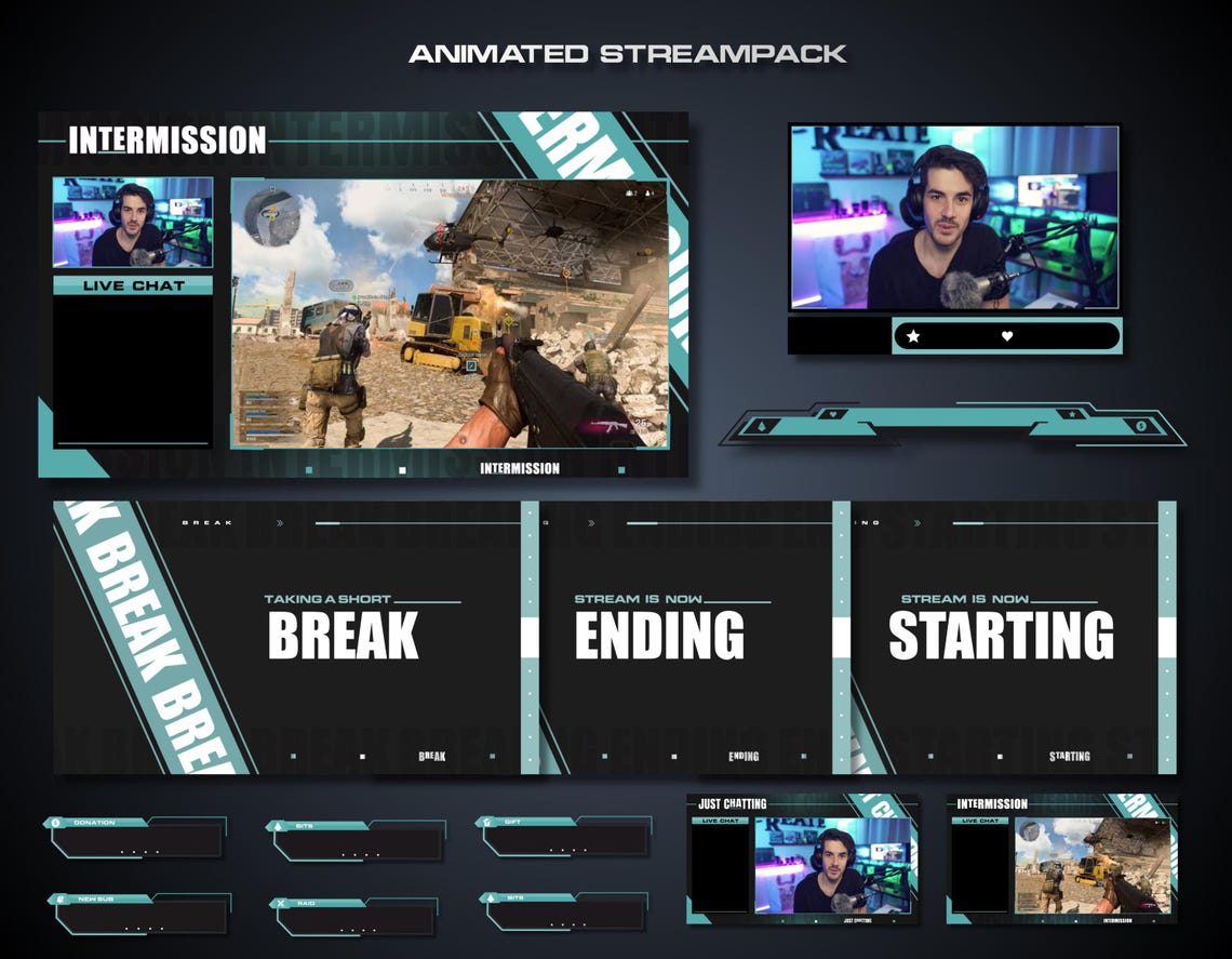 Animated Green Stream Overlay Package, Twitch Overlays, Stream Overlays ...